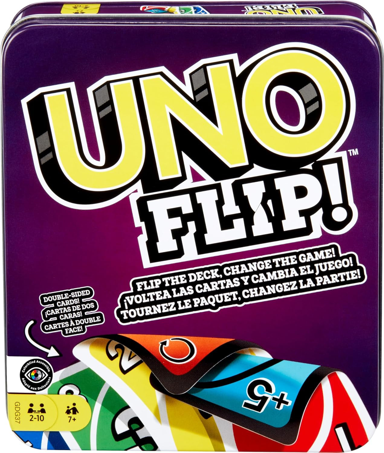 UNO FLIP! Card Game in Storage Tin,Ages 7+, 2-10 Players – My_Store